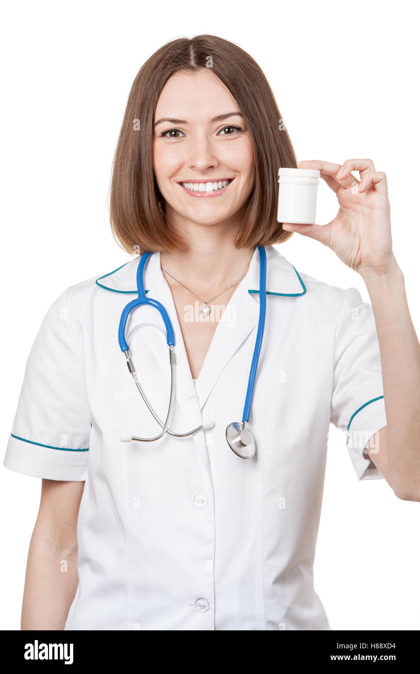 beautiful brunette woman medical worker Stock Photo - Alamy