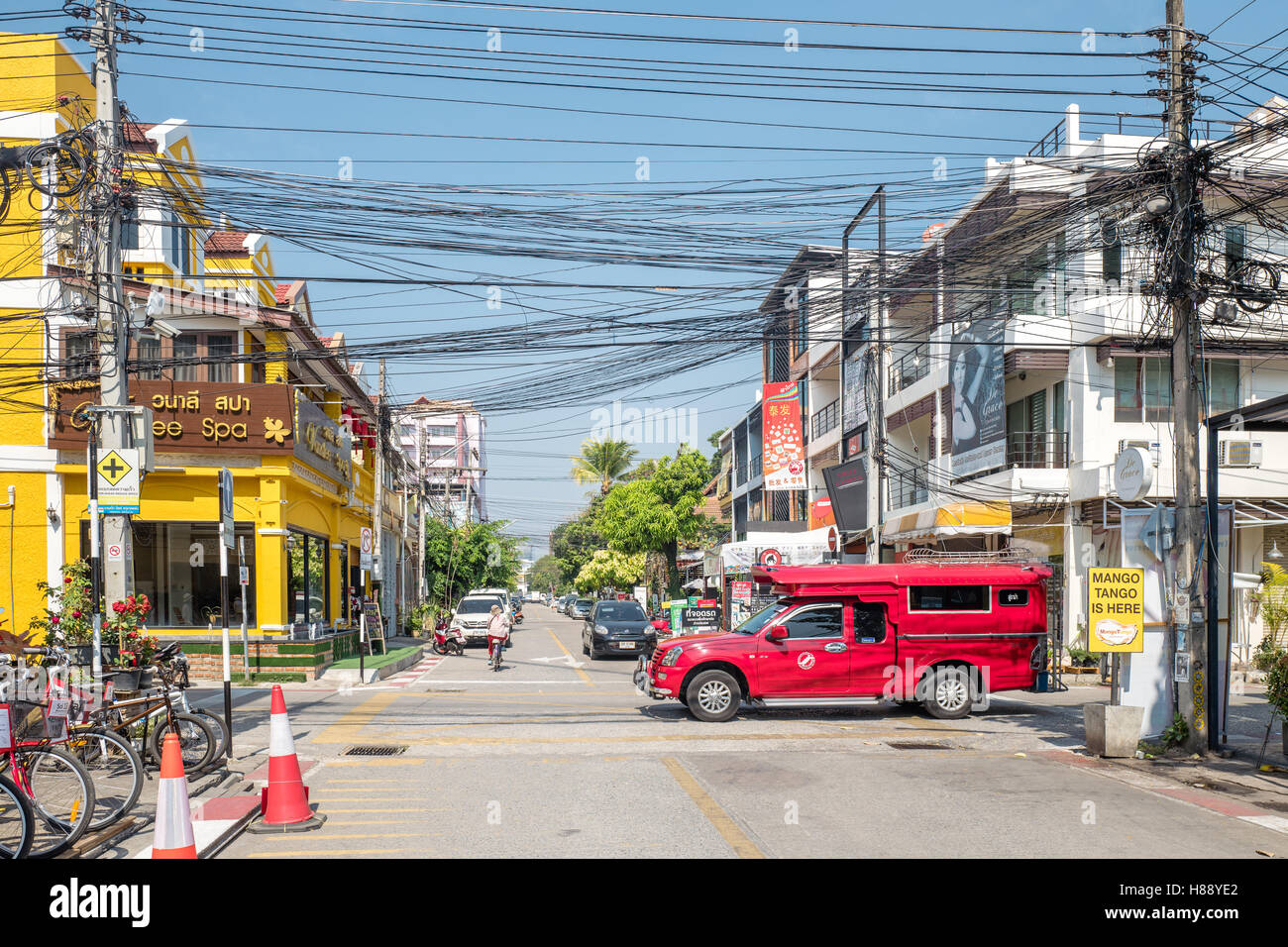 Traditional Songthaew transportation in Chiang Mai, Thailand Stock ...