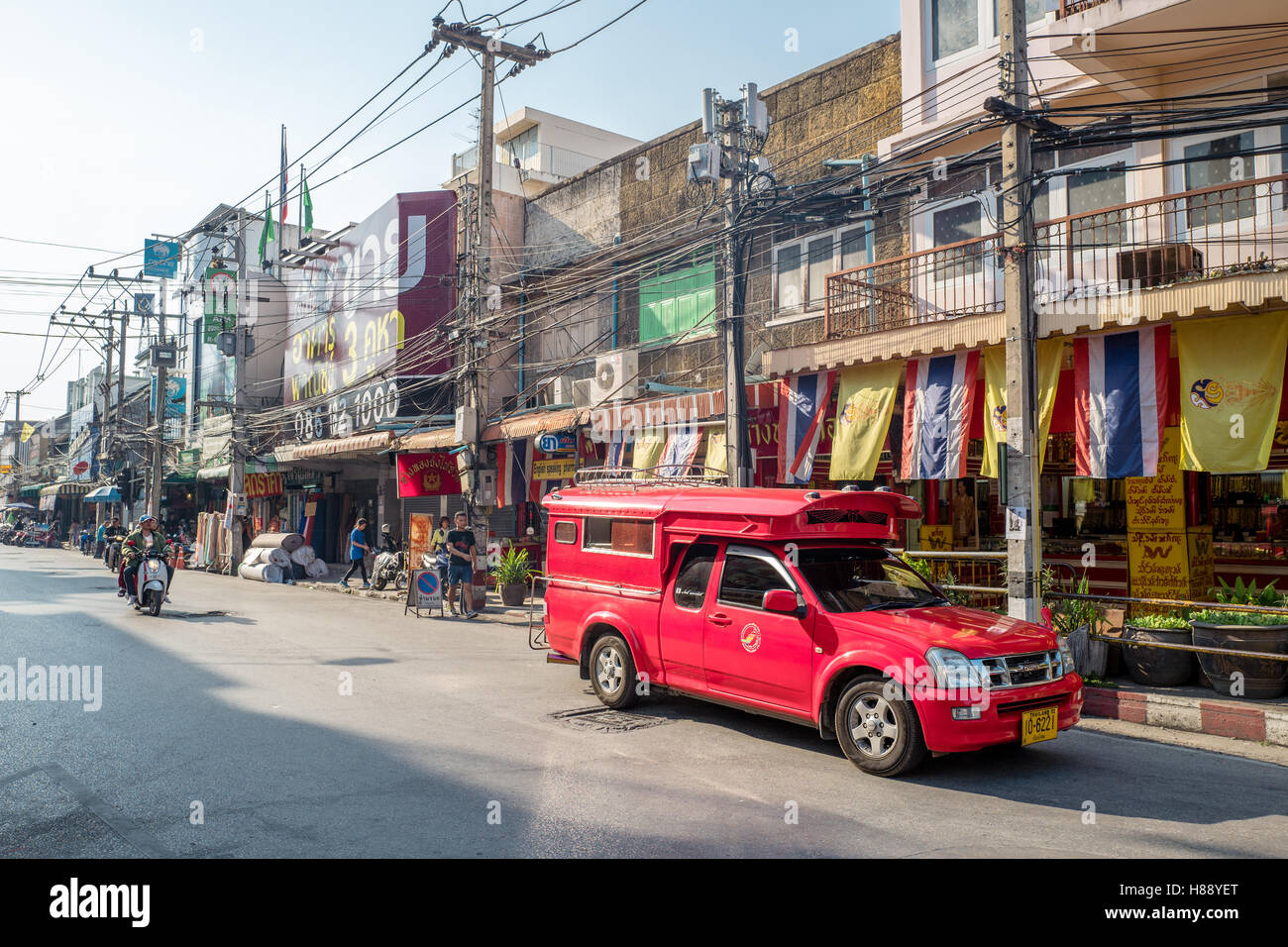 Traditional Songthaew transportation in Chiang Mai, Thailand Stock ...