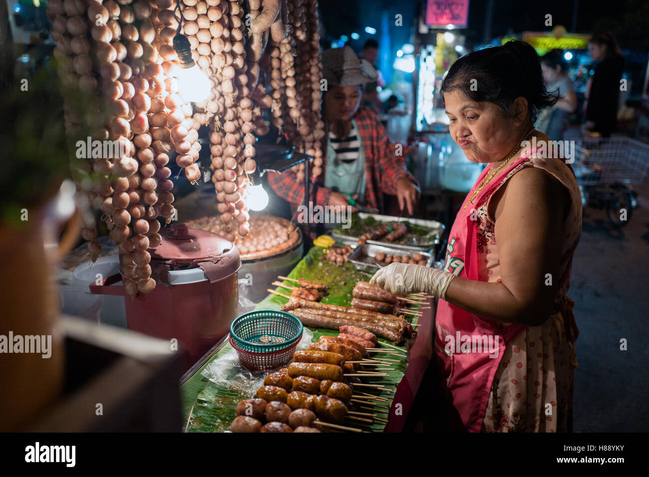 Sunday night market walking street in Chiang Mai, Thailand Stock Photo ...