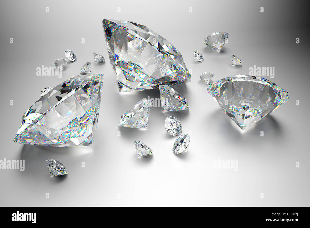 Group of diamonds on grey background Stock Photo - Alamy