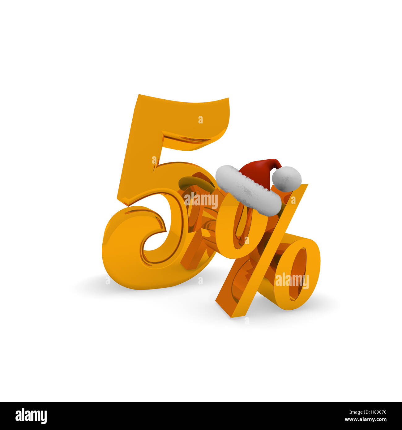 Five percent discount concept with hat of Santa, 3d rendering Stock ...