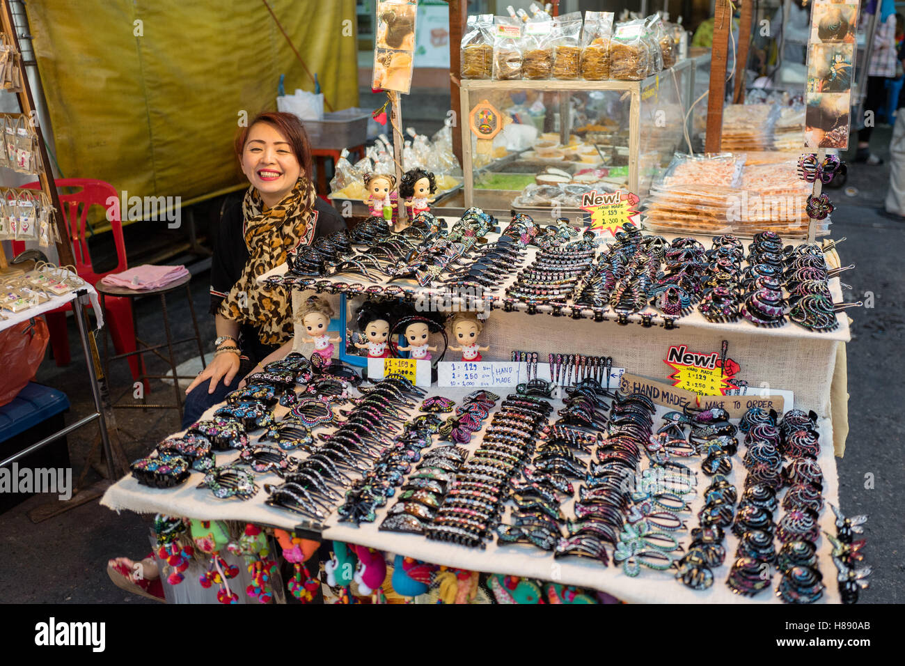 Vendor at night market in Hua Hin, Thailand, Asia Stock Photo - Alamy