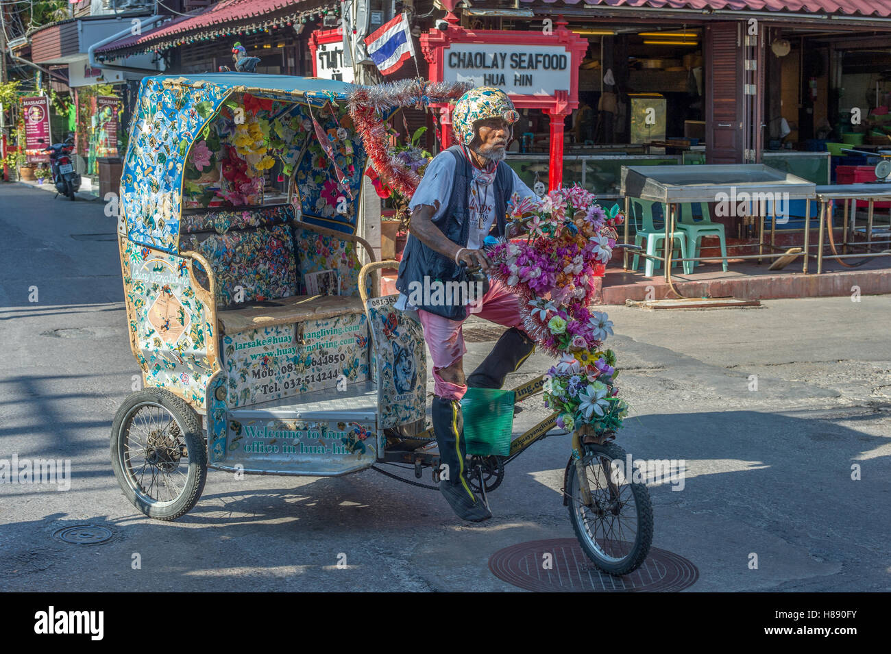 Thai rickshaw driver in Hua Hin Thailand Stock Photo - Alamy