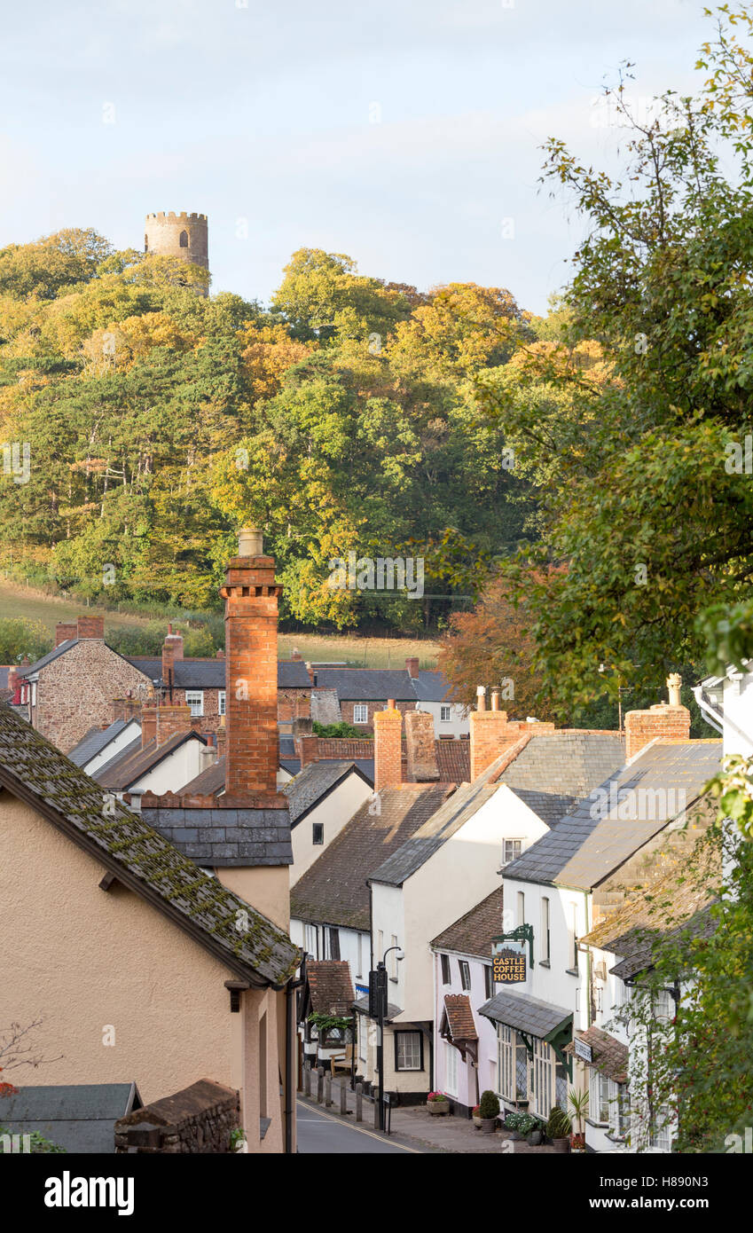 The High Street of Dunster village near Minehead, Somerset, England, UK ...