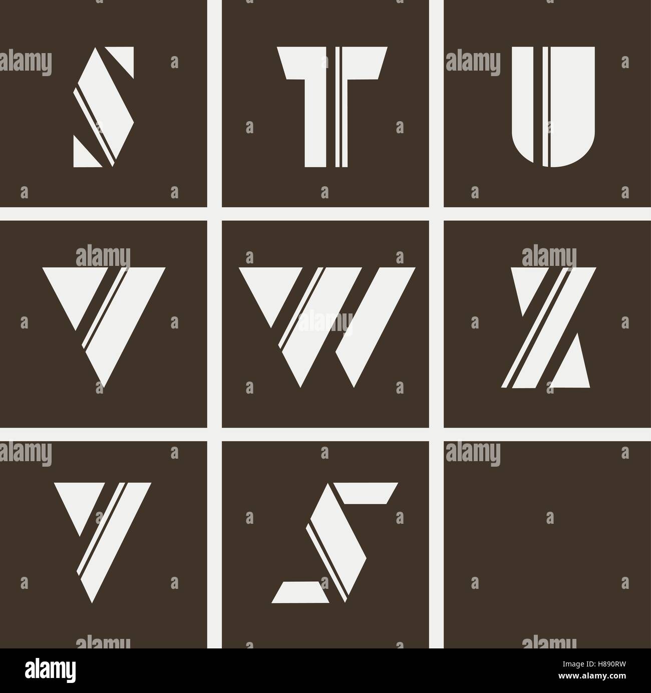 abstract alphabet. Letters of geometric shapes and lines Stock Vector ...