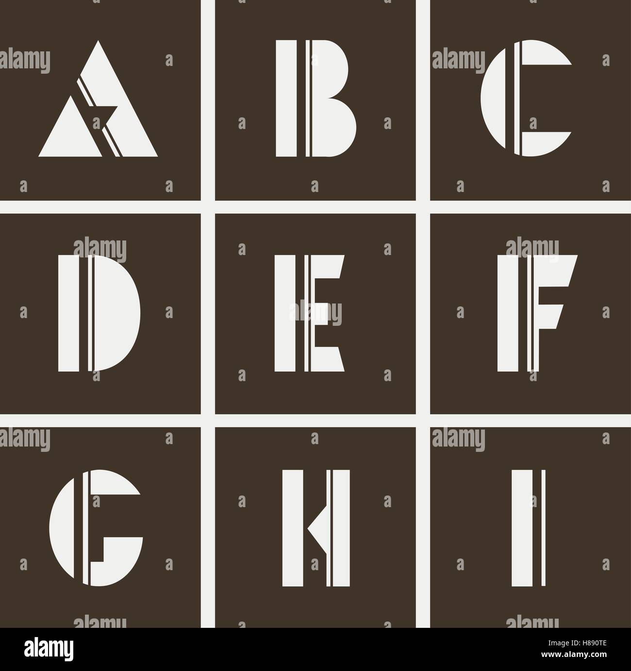abstract alphabet. Letters of geometric shapes and lines Stock Vector ...