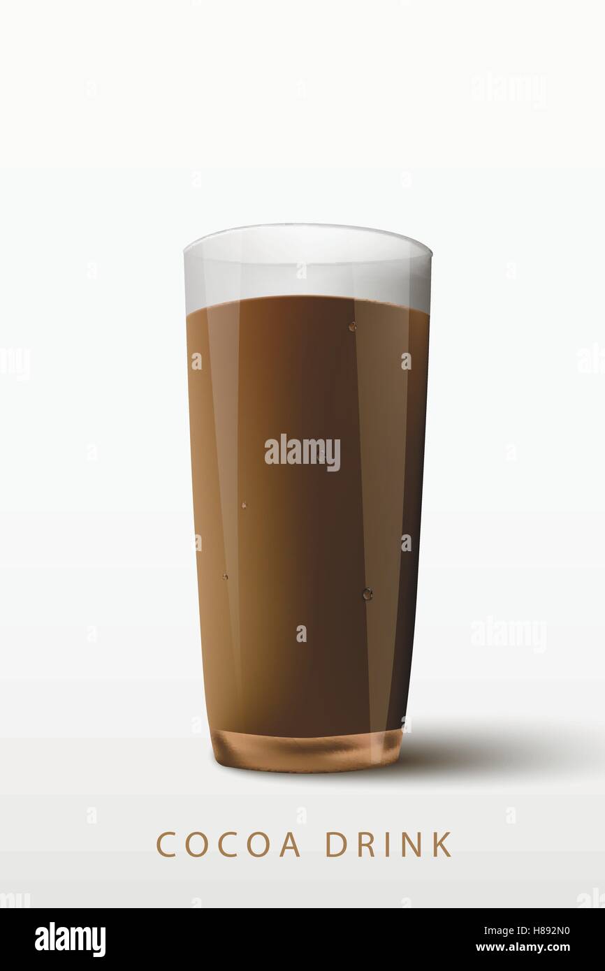 Chocolate milk glass white background Stock Vector Images - Alamy