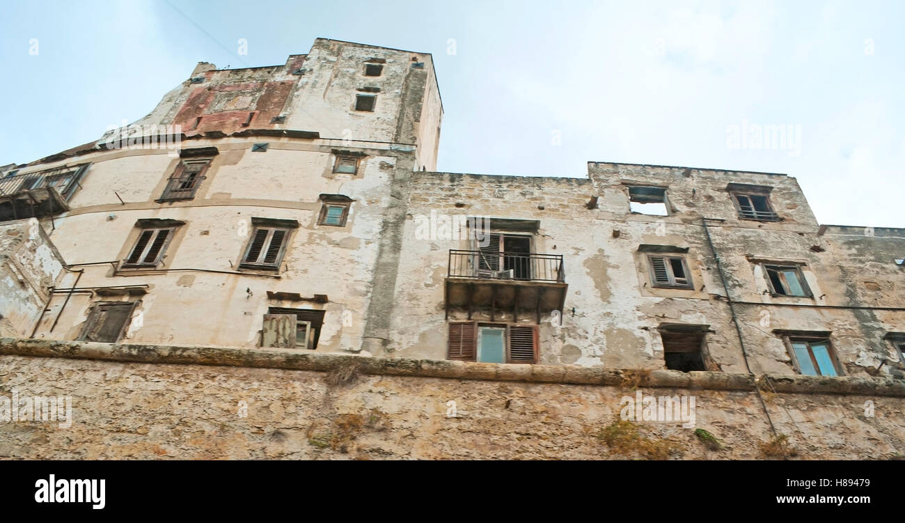The abandoned house in poor neighborhood, full of slums, Palermo ...