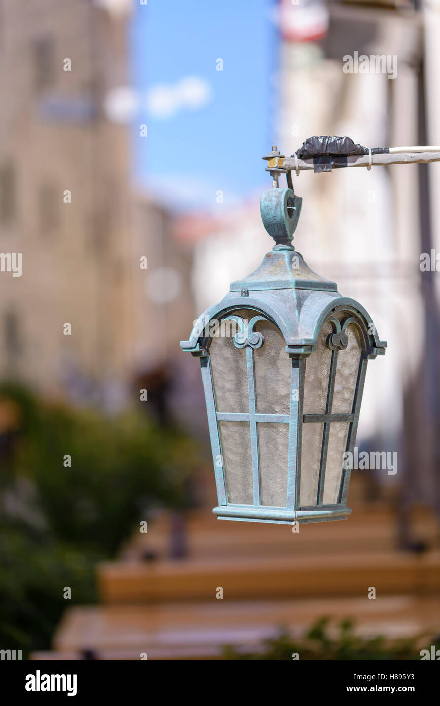 Vintage, old street lamp in classic style, made of cast iron and or ...