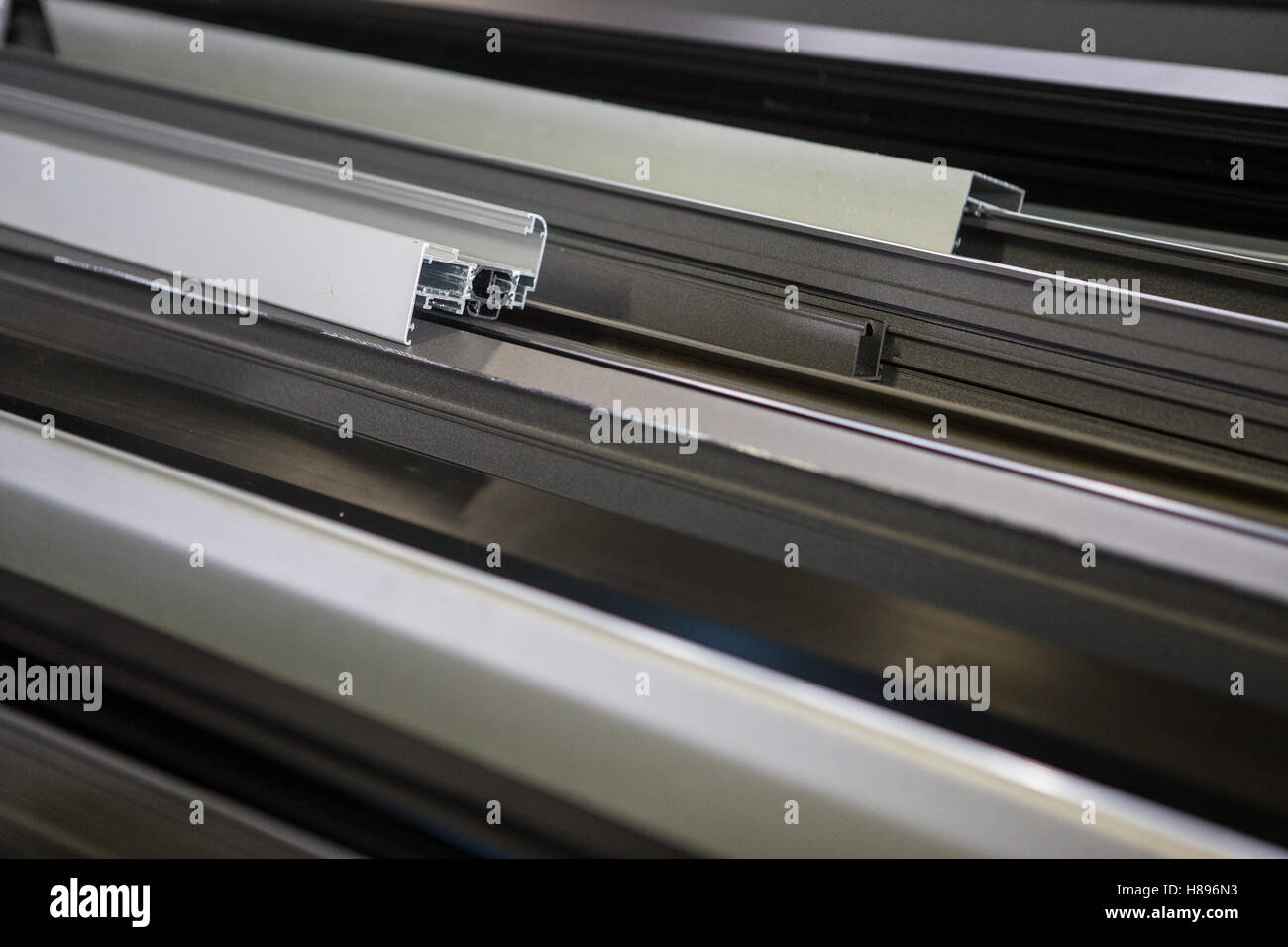 Many aluminum profiles./Aluminum profiles colors Stock Photo - Alamy