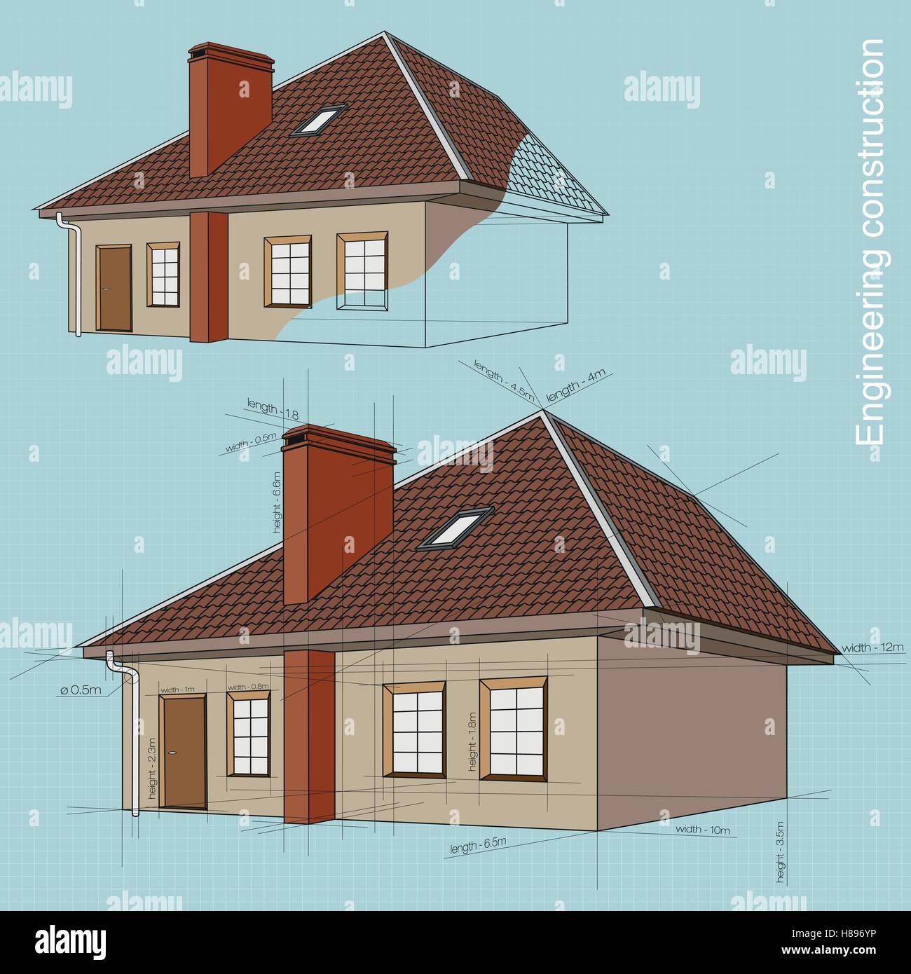 Engineering construction of buildings. drawings and design of the house ...