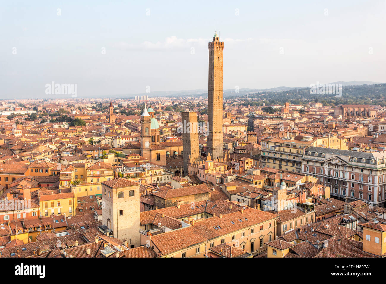 Evening view of the Two Towers in Bologna, Italy Stock Photo - Alamy