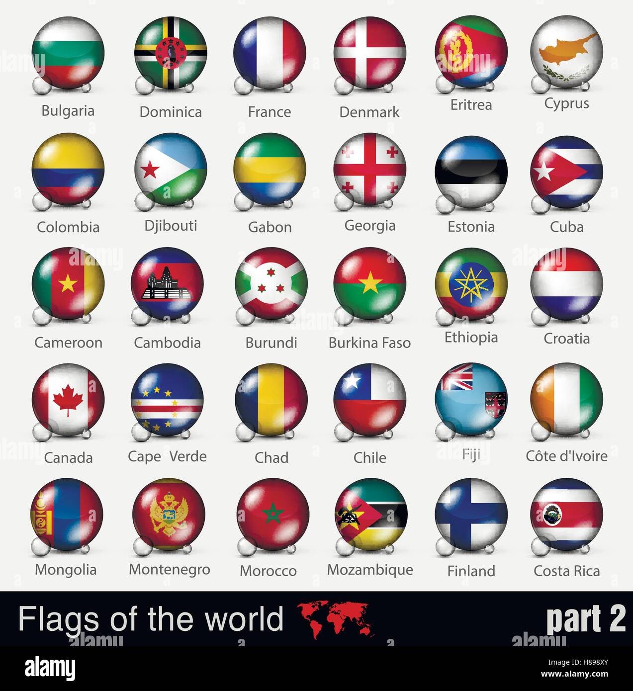 Flags of all countries in the 3d ball with shadows Stock Vector Image ...