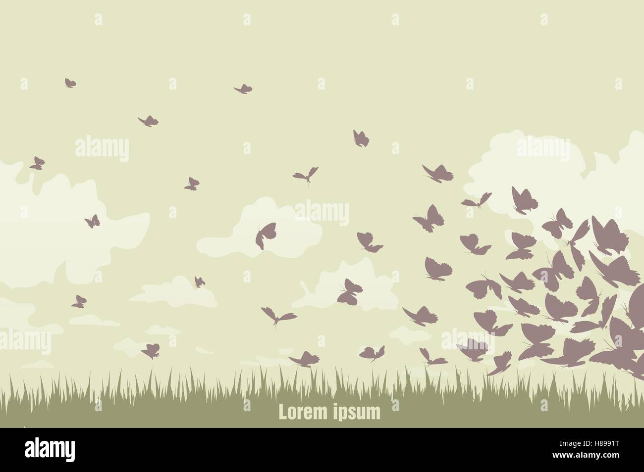 Spring landscape flying flower Stock Vector Images - Alamy