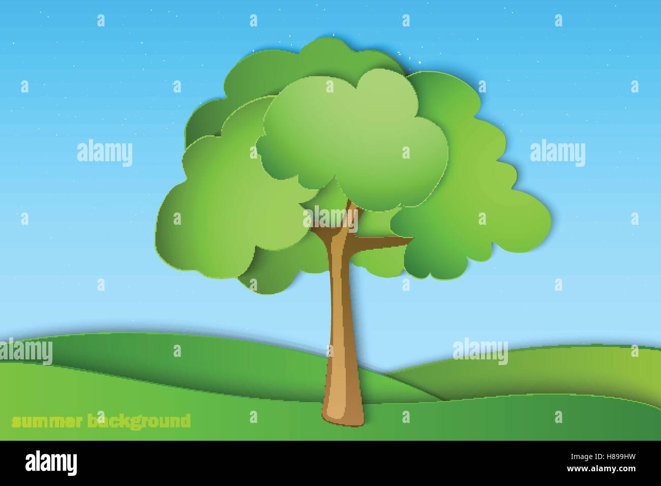 green tree with summer background paper Stock Vector Image & Art - Alamy