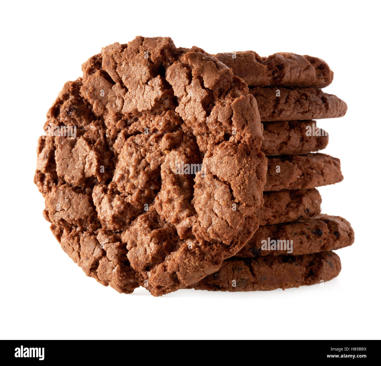 Isolated objects: group of dark chocolate cookies, isolated on white ...