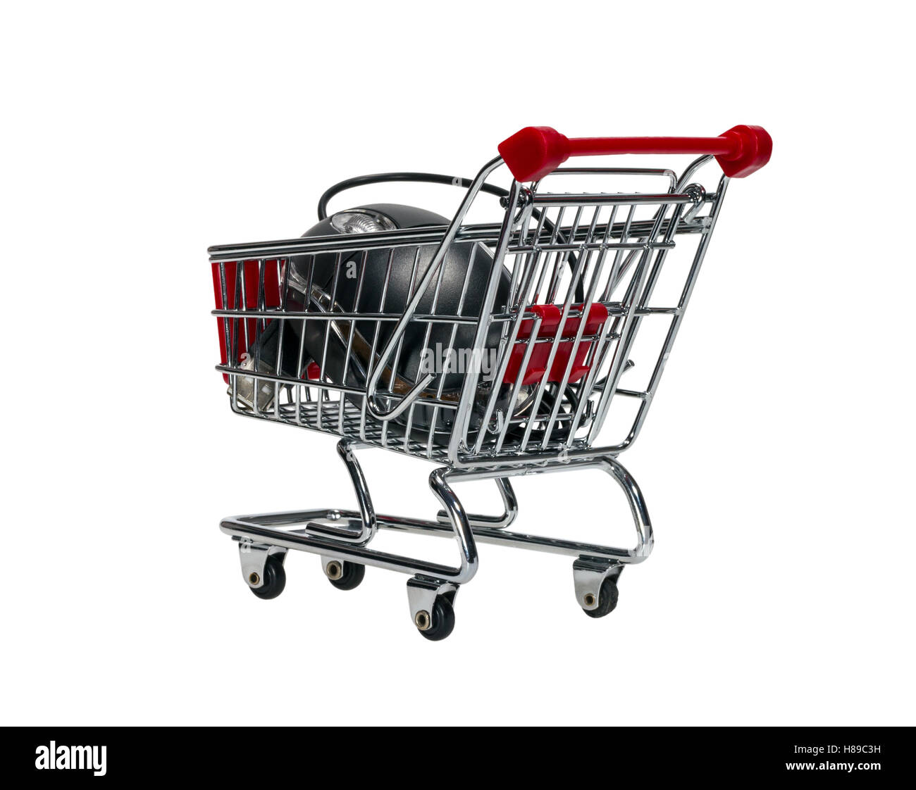 Shopping cart with a computer mouse isolated on white background Stock ...