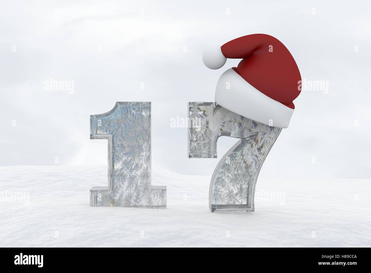 Ice Number 17 with christmas hat 3d rendering illustration Stock Photo ...