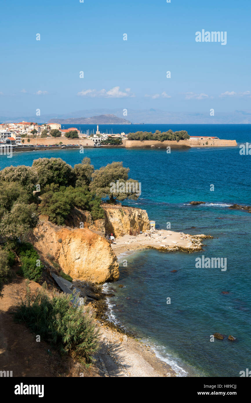 Greece, Crete, Chania, View from the terrace of the Hotel Doma Stock ...