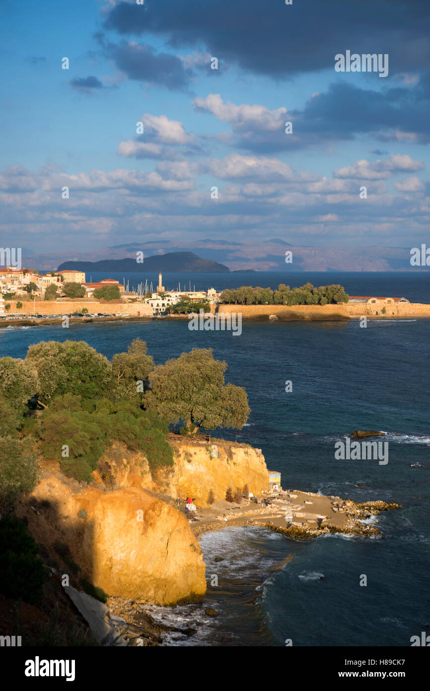 Greece, Crete, Chania, View from the terrace of the Hotel Doma Stock ...