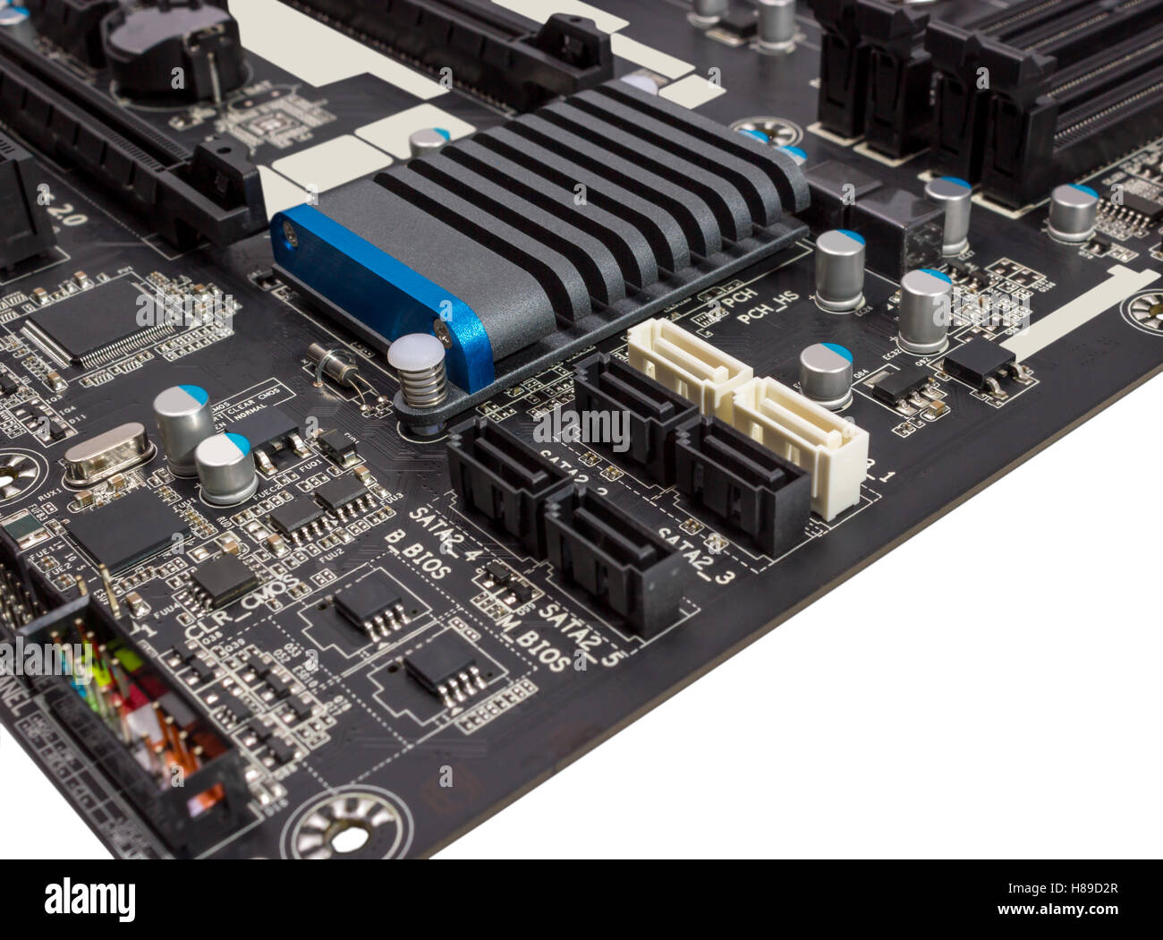 Electronics components on modern PC computer mainboard Stock Photo - Alamy