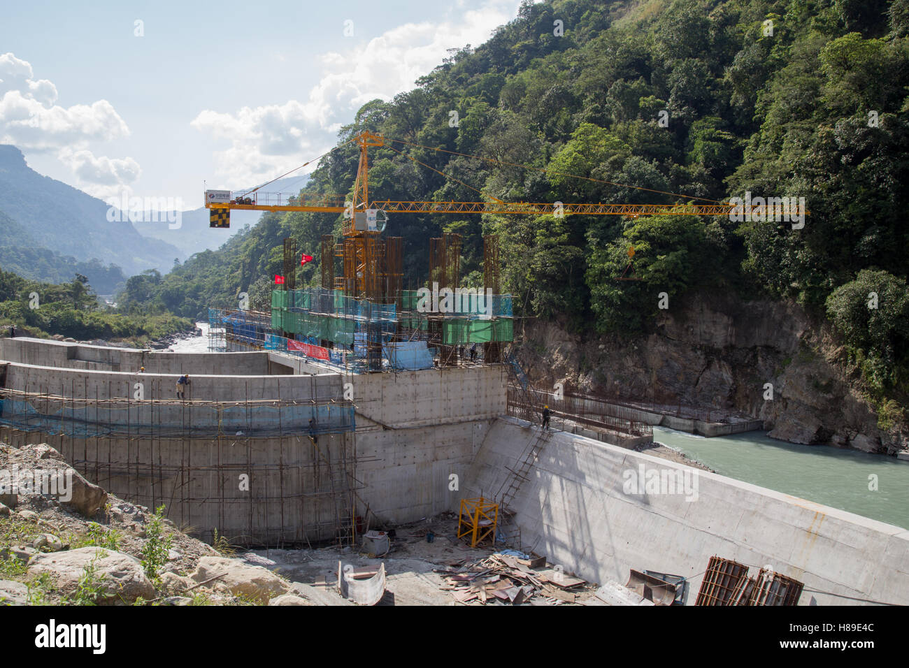 Bhulbhule, Nepal - October 23, 2014: Construction site of the Upper ...