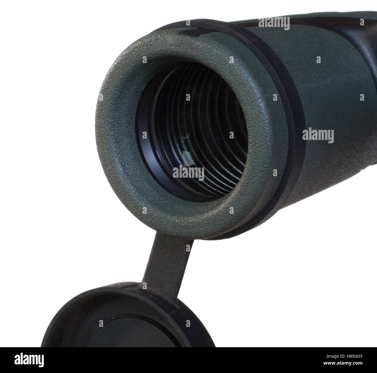 Binocular lens and lens cap isolated on white Stock Photo - Alamy