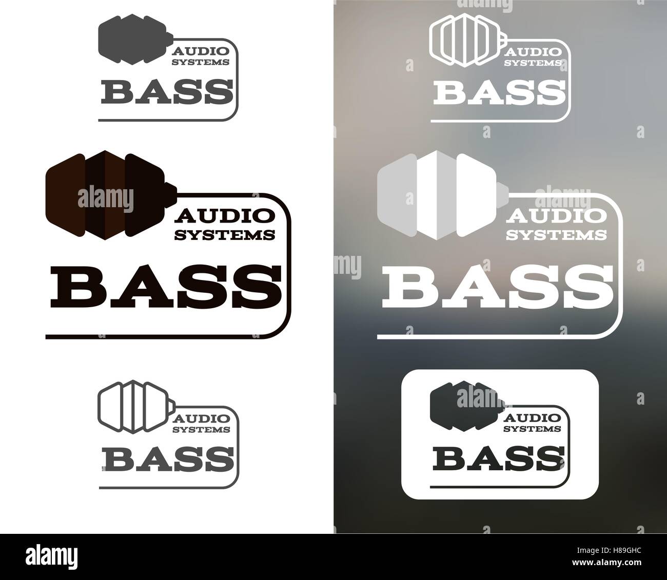 Music audio systems logo, badge, label, logotype, icon. Bass element ...