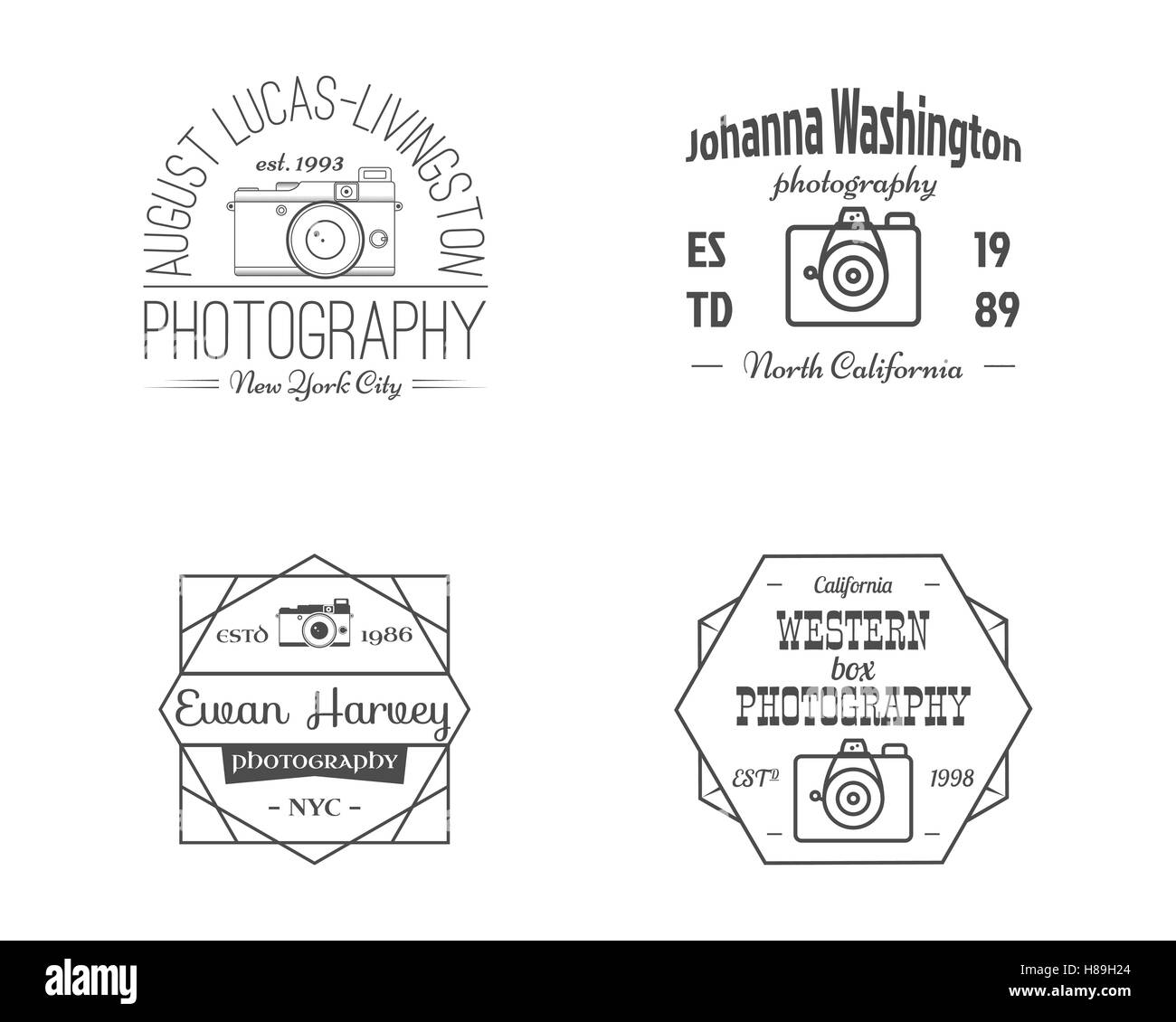Vintage Line Photography Badges, Labels. Monochrome design with stylish ...