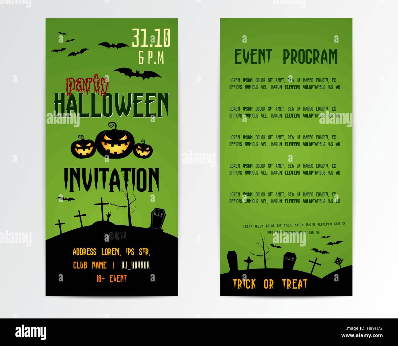 Happy Halloween Greeting Cards, Flyer. Vector. Party Invitation Design ...