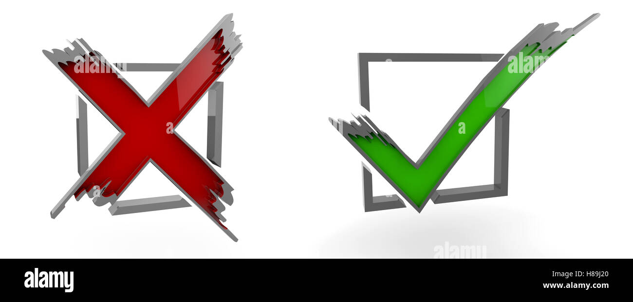 3d illustration of Check Mark Yes, No, graphic, symbol Stock Photo - Alamy