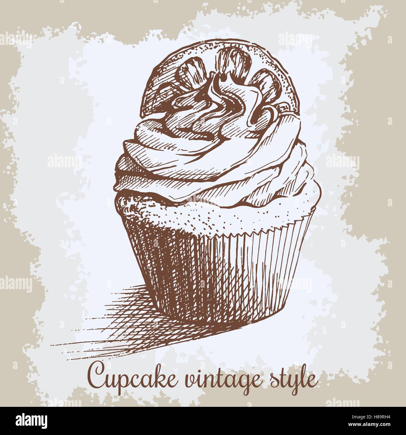 Vintage Cupcake Drawing