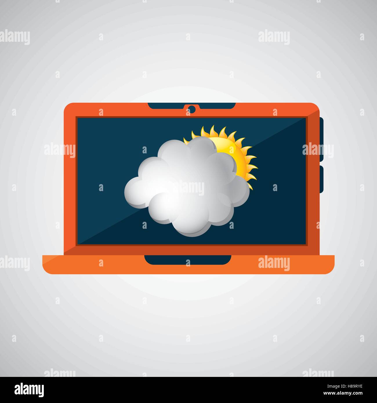 laptop technology. weather forecast cloud sun icon graphic vector ...