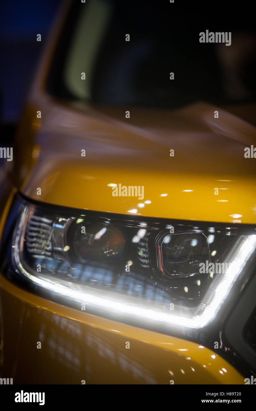 Close up shot of a car's LED headlight Stock Photo - Alamy