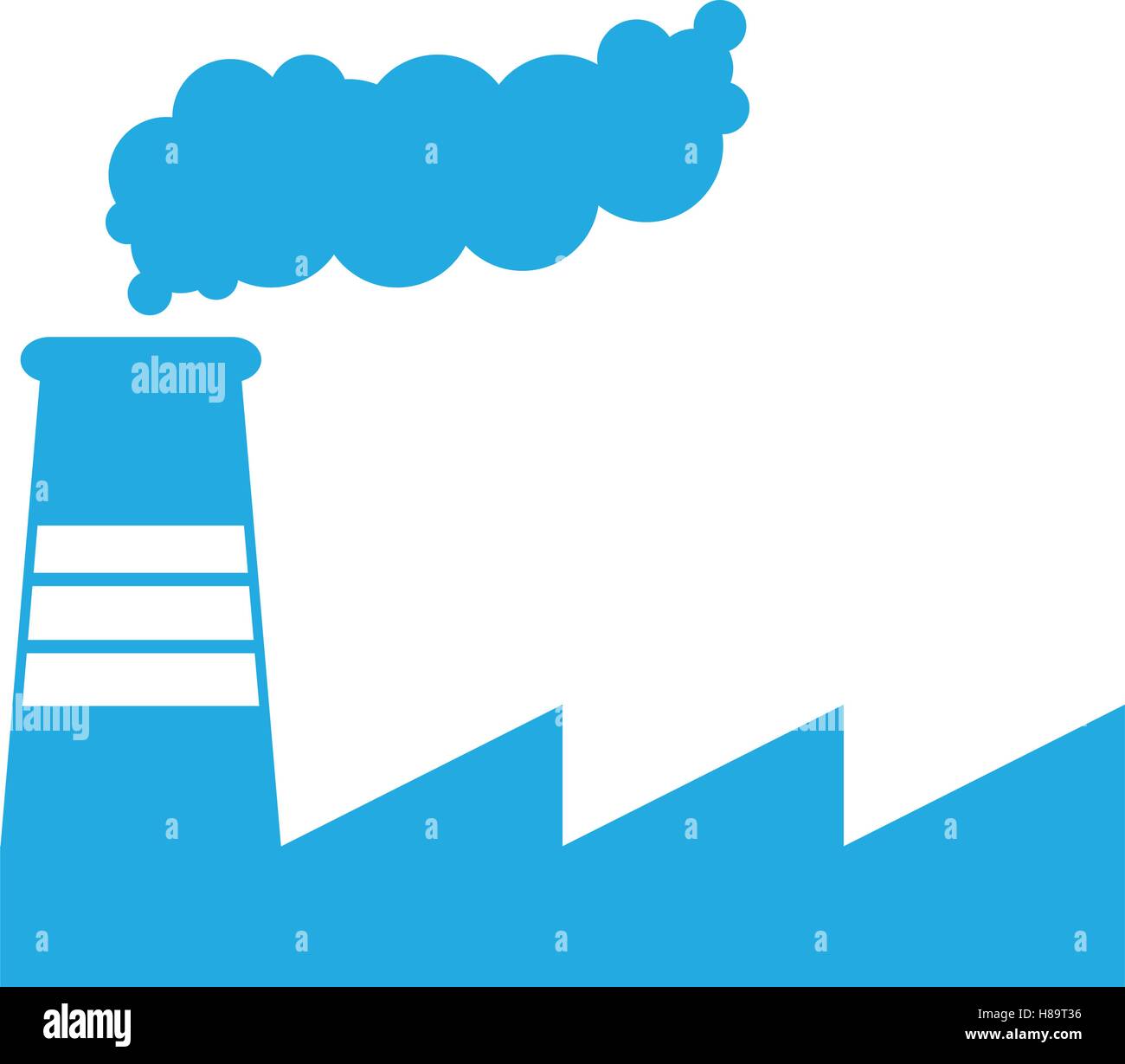 industrial factory building plant blue icon over white background ...