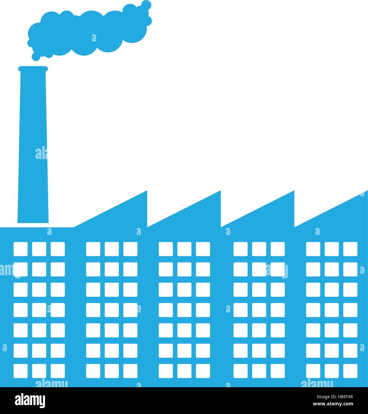 industrial factory building plant blue icon over white background ...