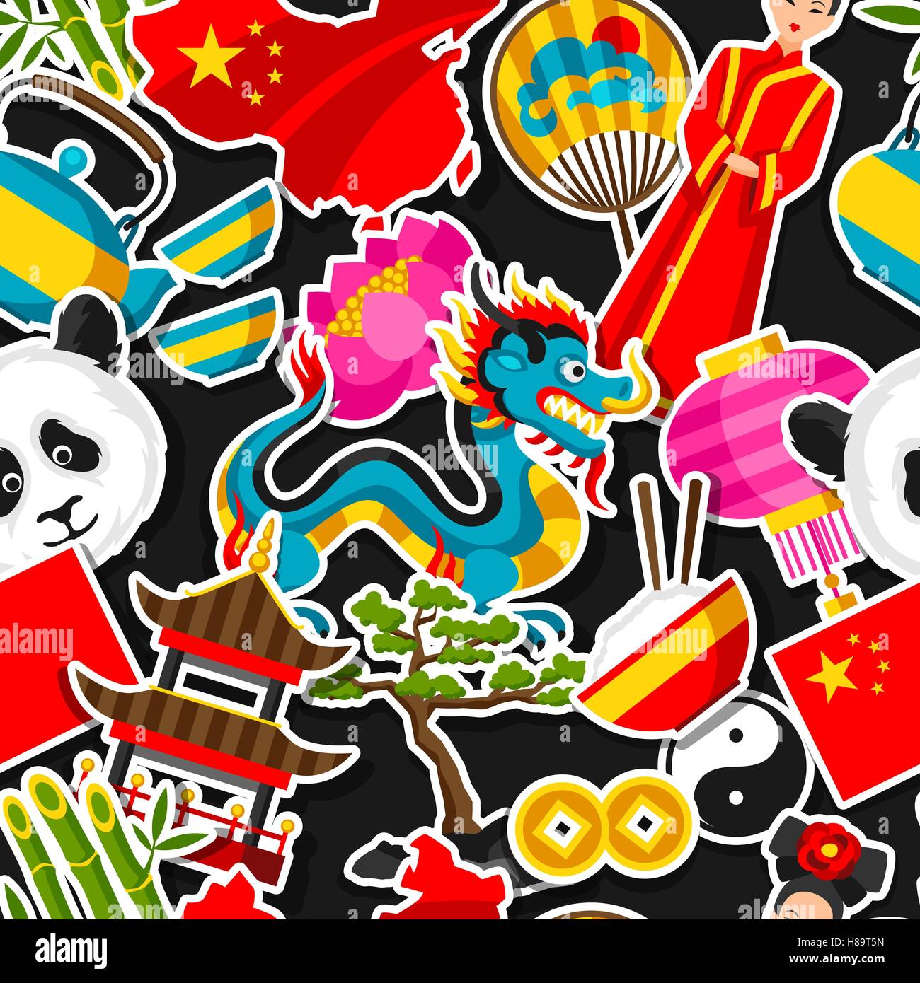 Chinese sticker Stock Vector Images - Alamy