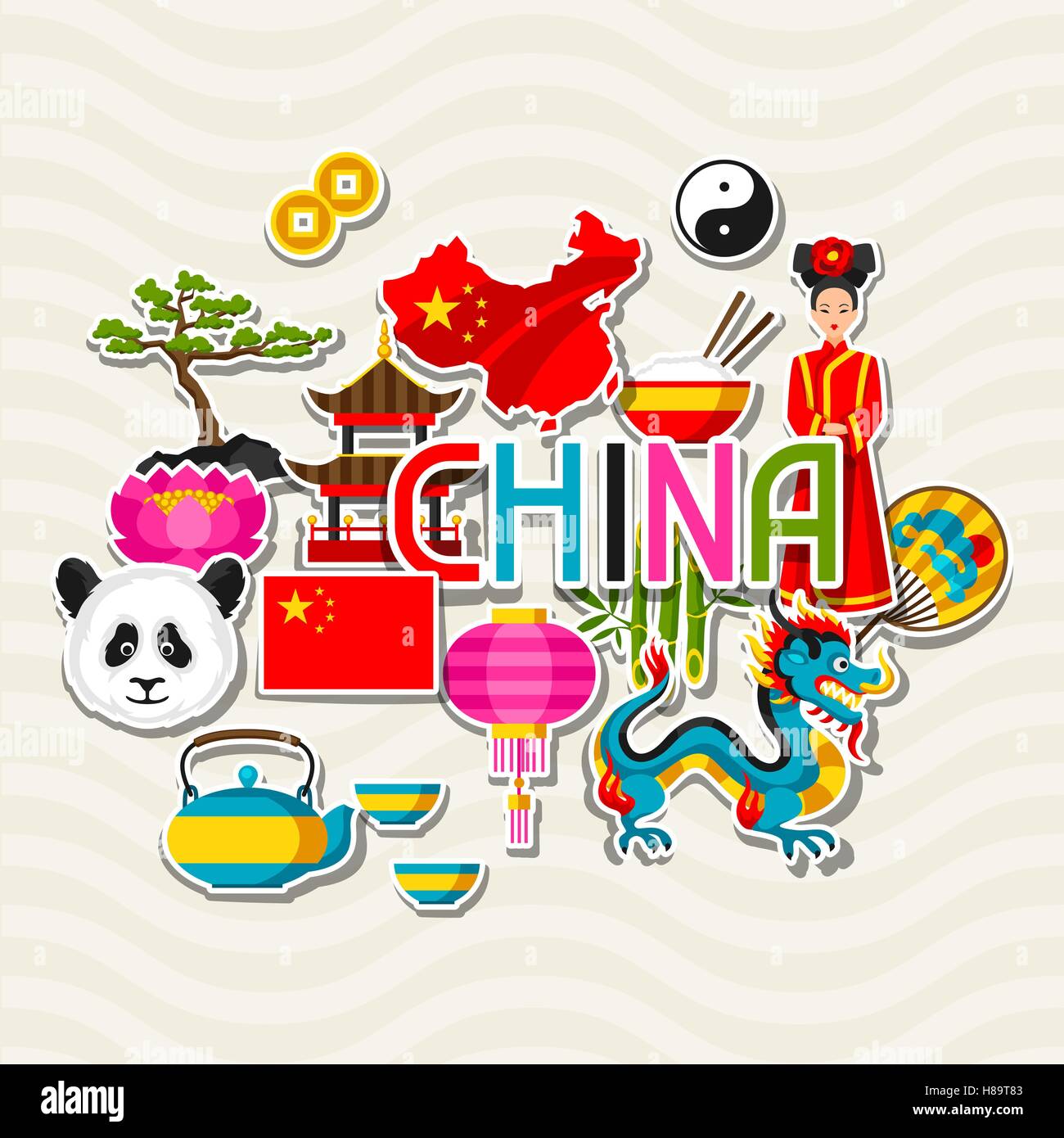 China map design chinese symbols hi-res stock photography and images ...