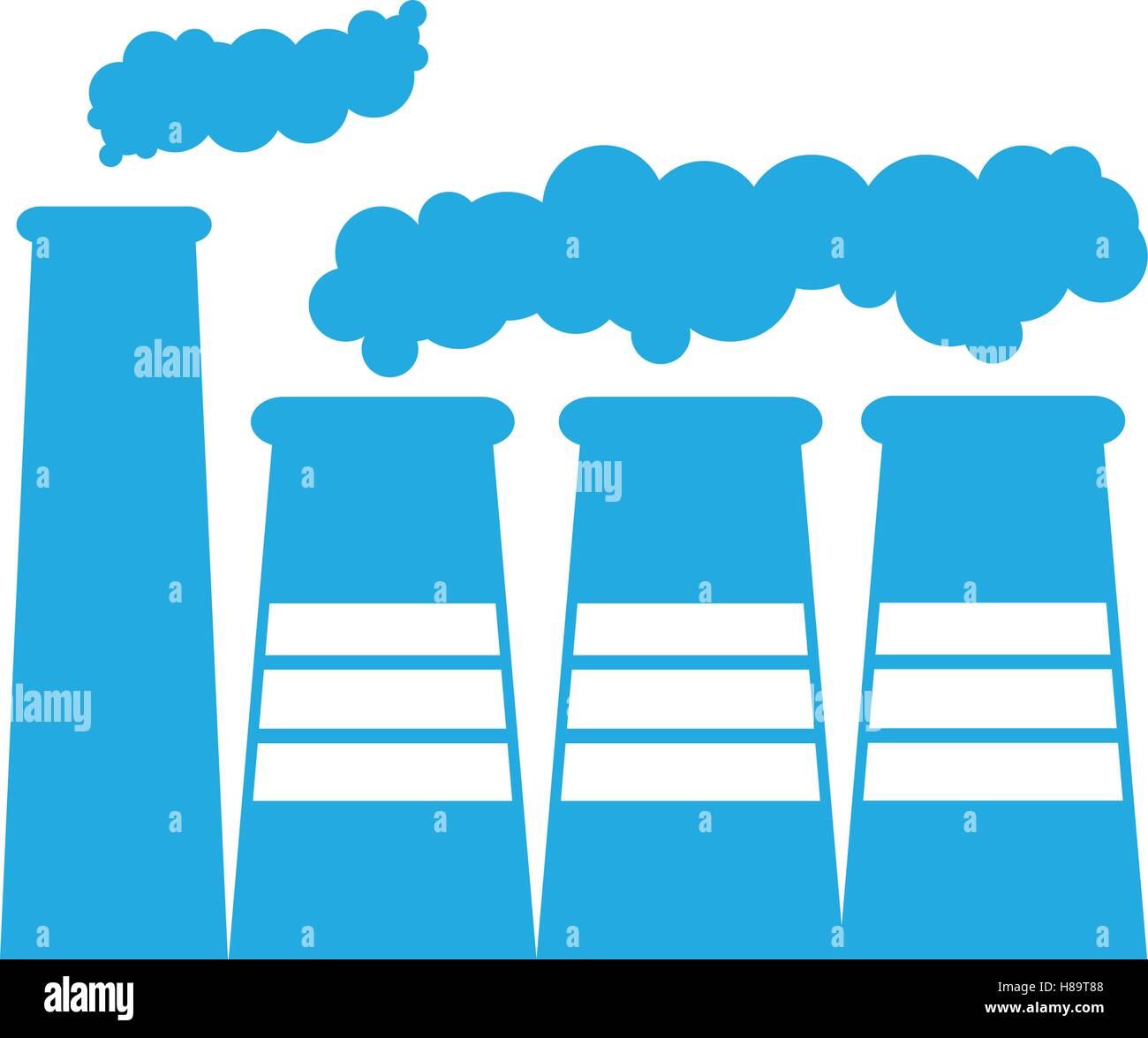 industrial factory building plant blue icon over white background ...