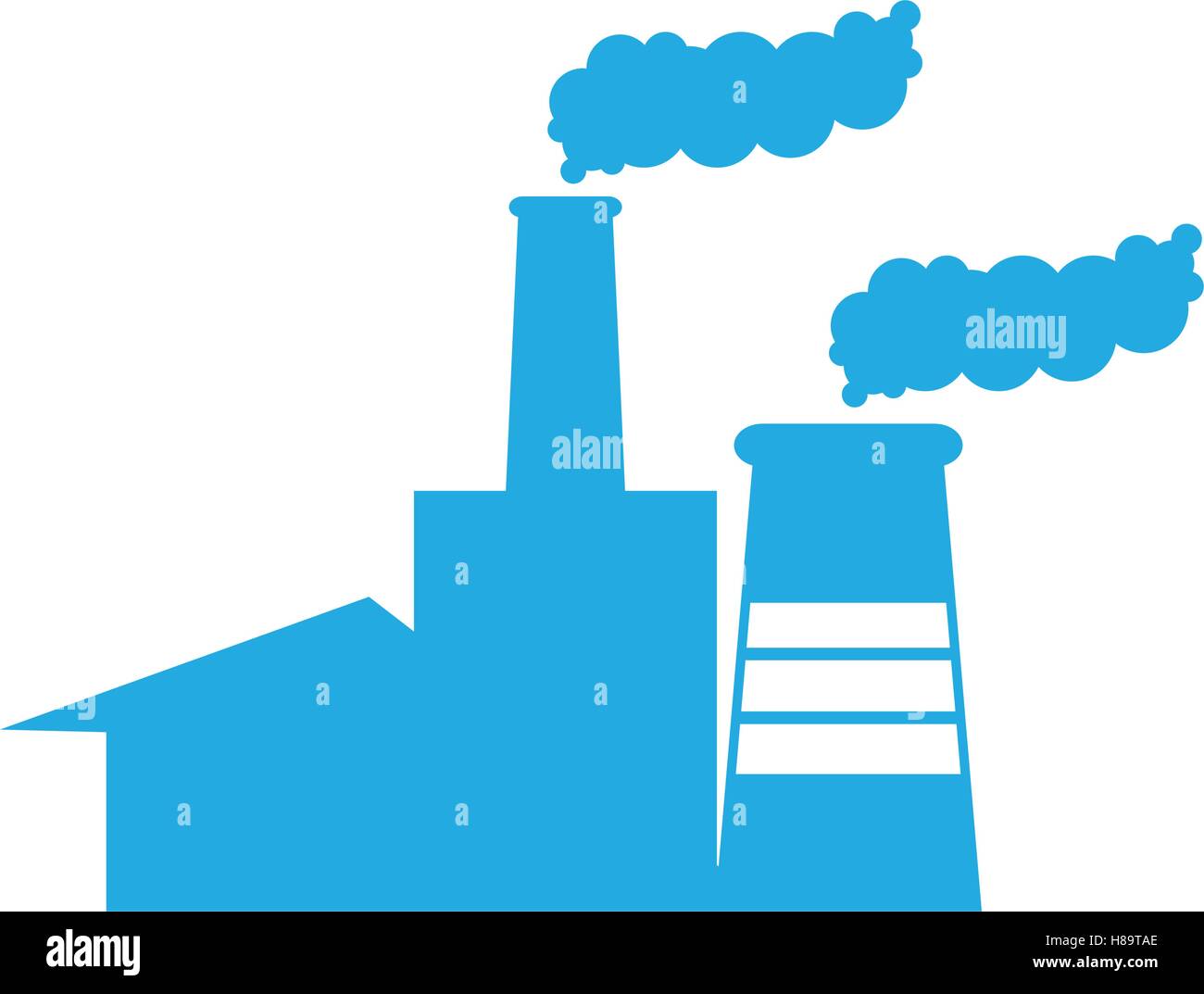 industrial factory building plant blue icon over white background ...