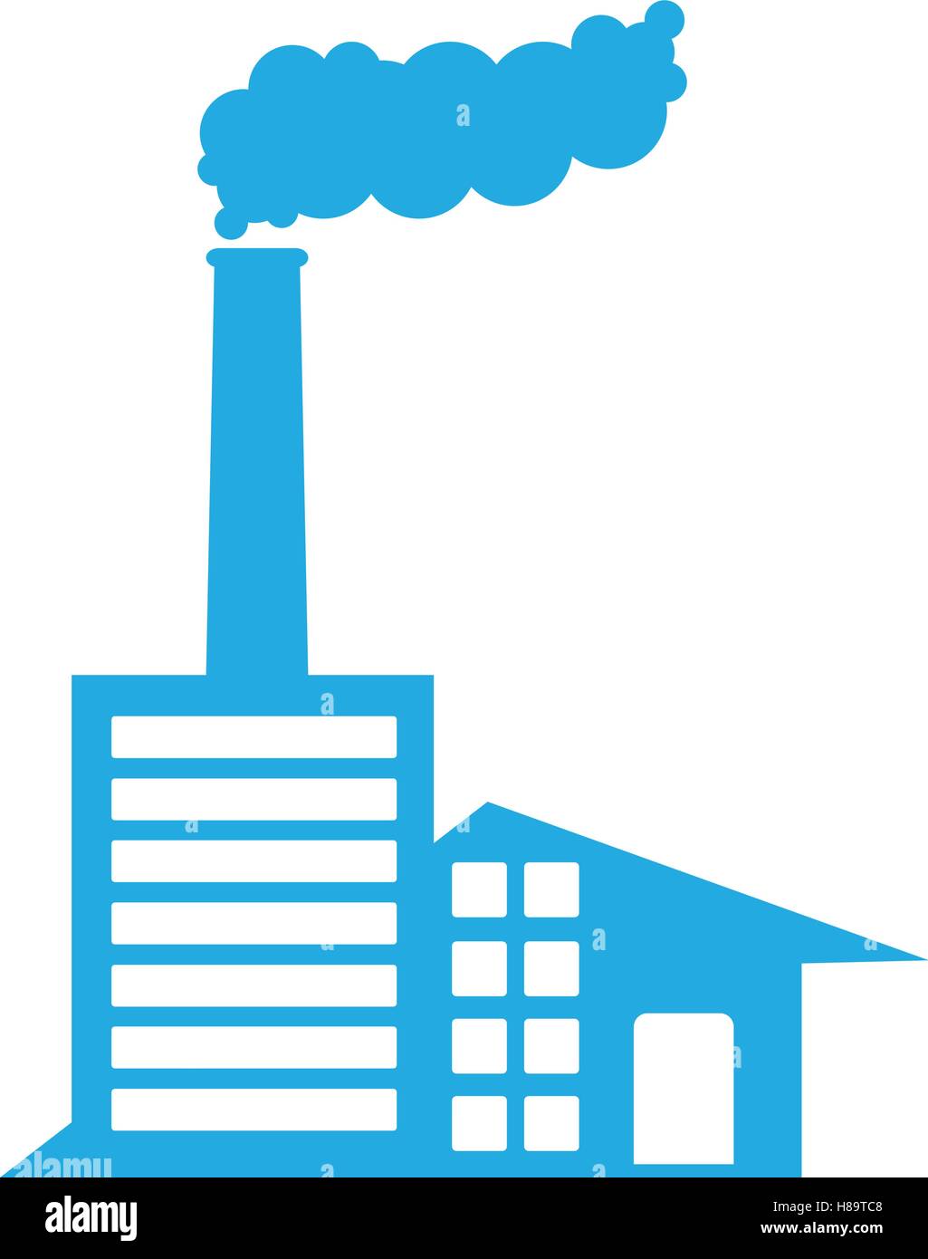 industrial factory building plant blue icon over white background ...