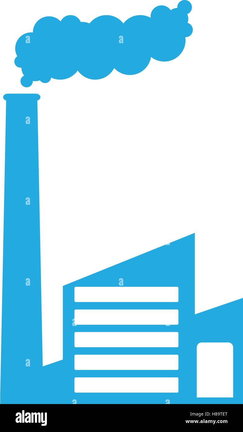 industrial factory building plant blue icon over white background ...