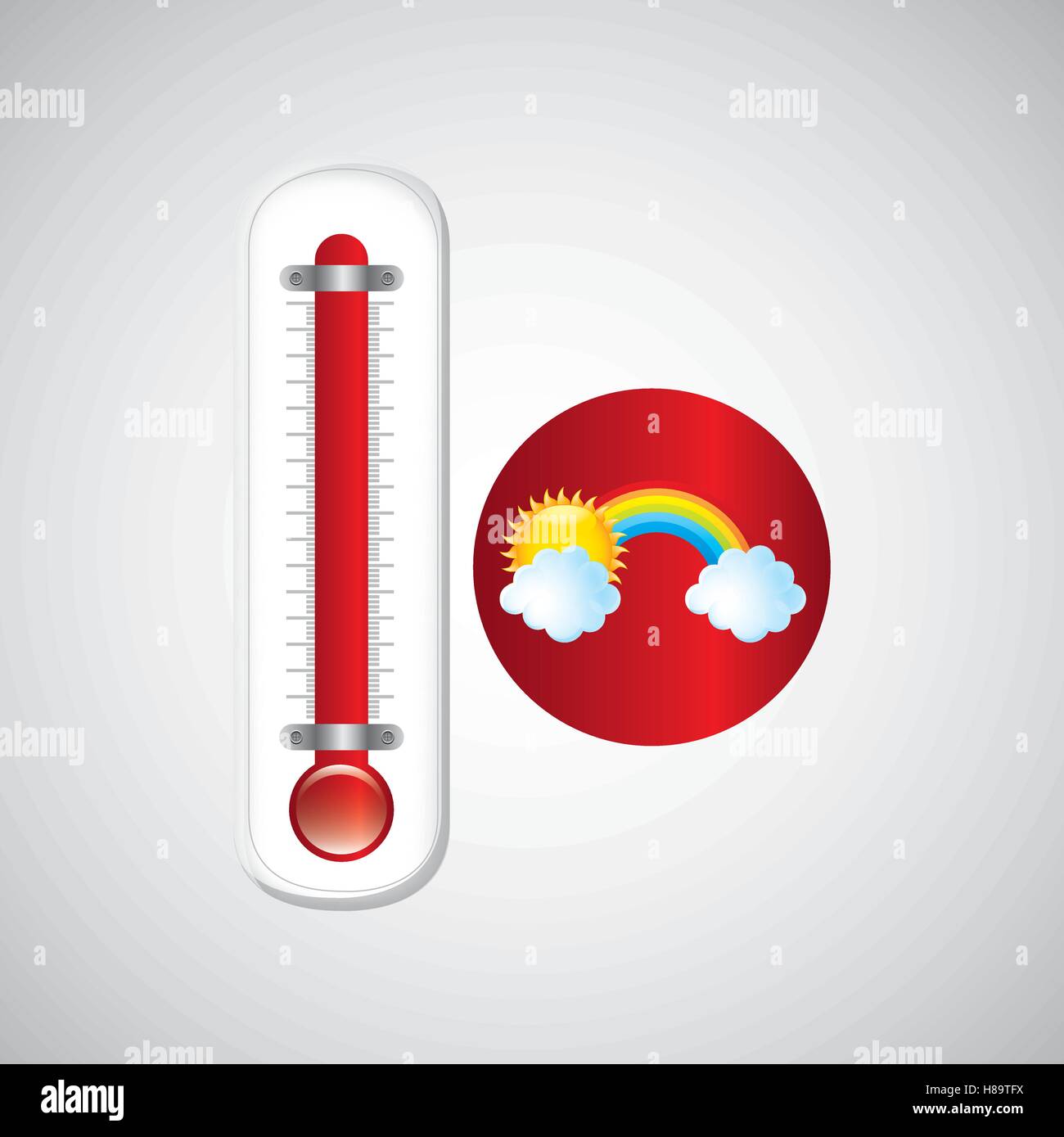 red thermometer icon rainbow weather meteorology vector illustration ...