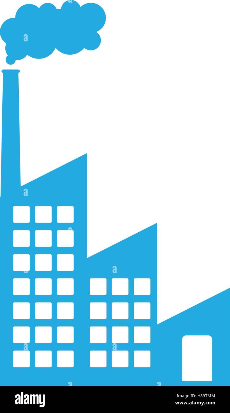 industrial factory building plant blue icon over white background ...