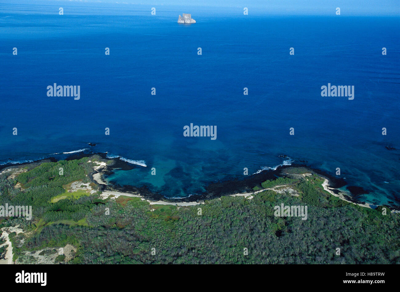 Aerial view of the coast showing finger rock on the background, San ...