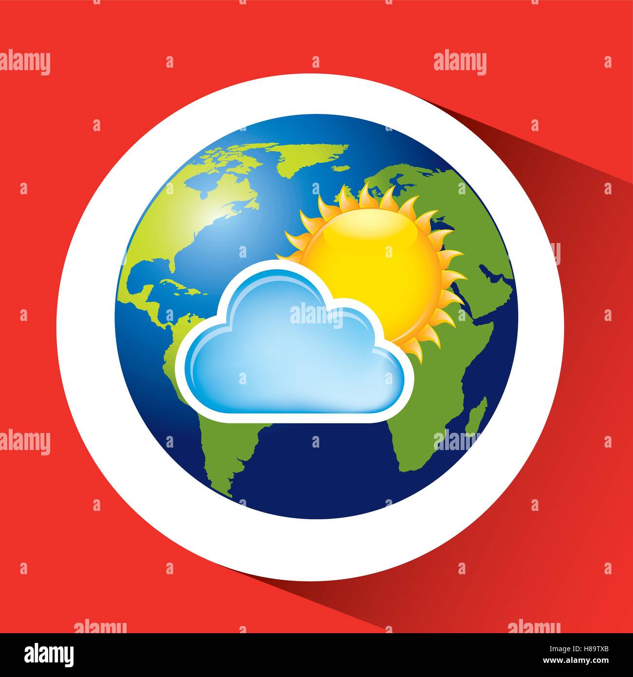 map with icon cloud sun weather graphic vector illustration eps 10 ...