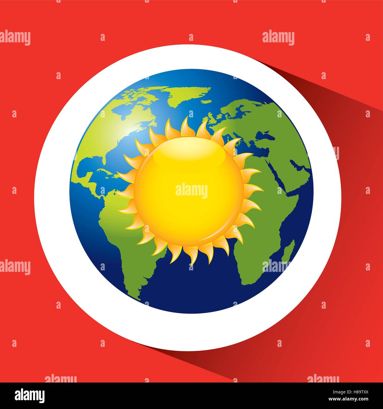 map with icon sun weather graphic vector illustration eps 10 Stock ...