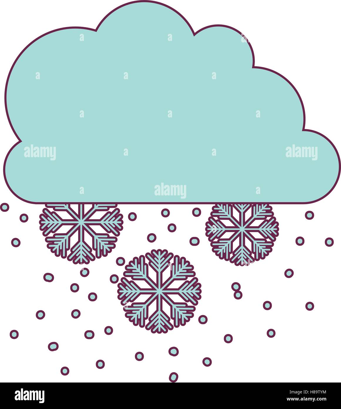 cloud with snowflakes icon over white background. snow weather. vector ...