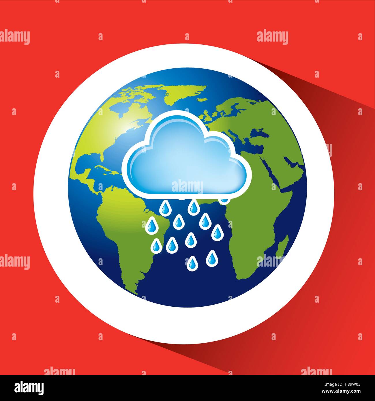 map with icon rain cloud weather graphic vector illustration eps 10 ...